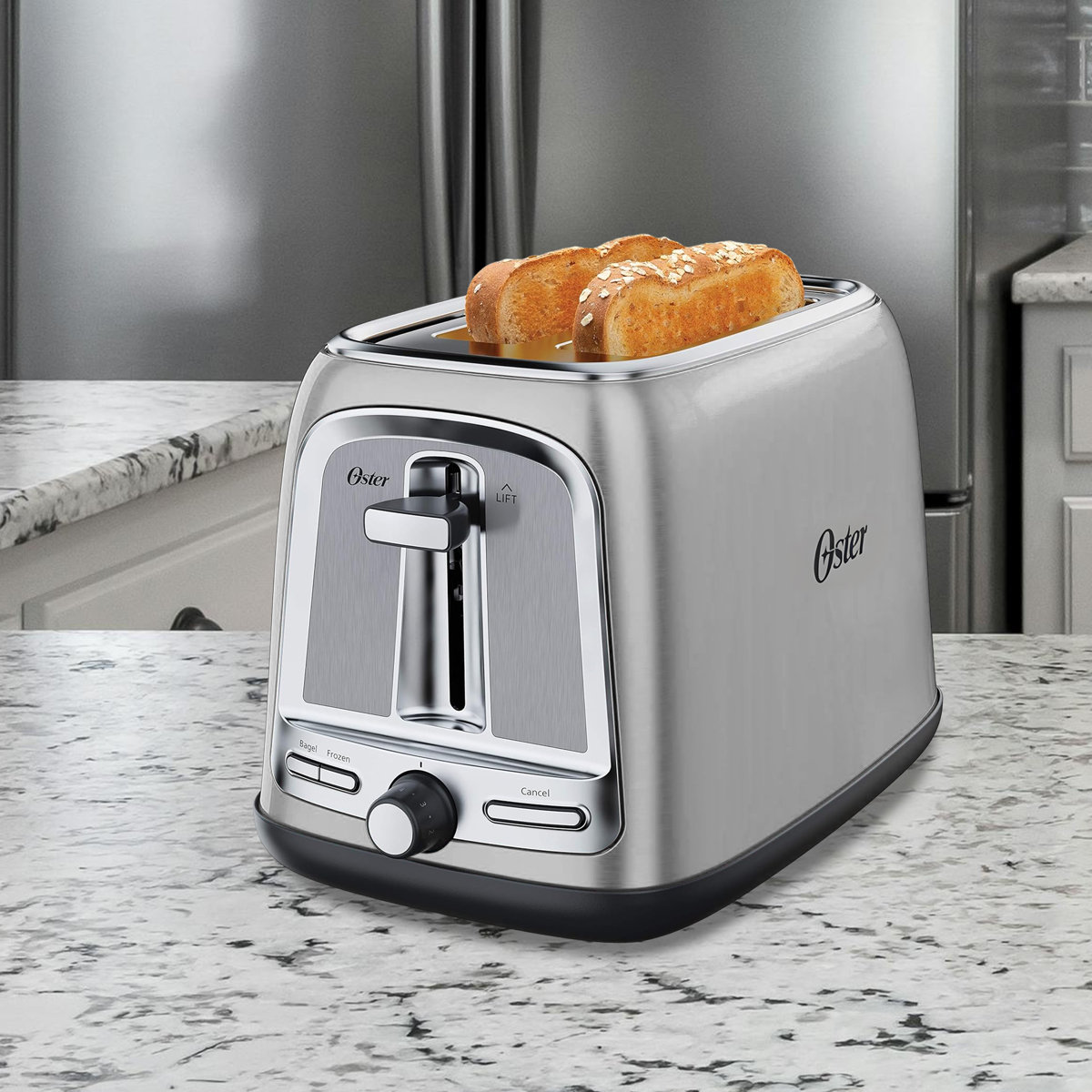 Oster 2-Slice Extra Wide Slot Stainless Steel Toaster with Advanced Toast Technology in Silver ...